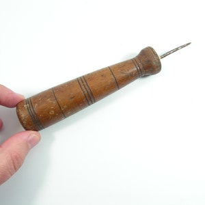 Vintage Wooden Handled Awl 1950s Sewing Awl Primitive Tool Awl Wooden ...