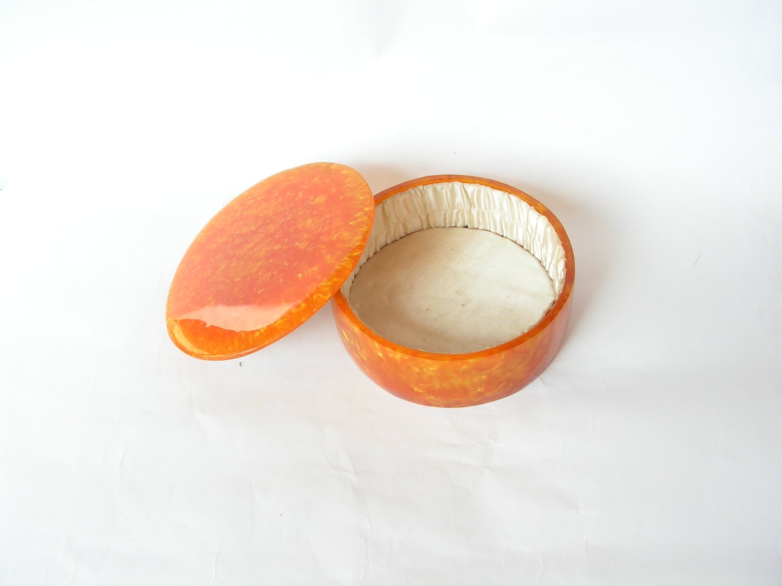 Catalin Orange Box Vintage Round Orange Box Lava Flow Jewelry Box ...
