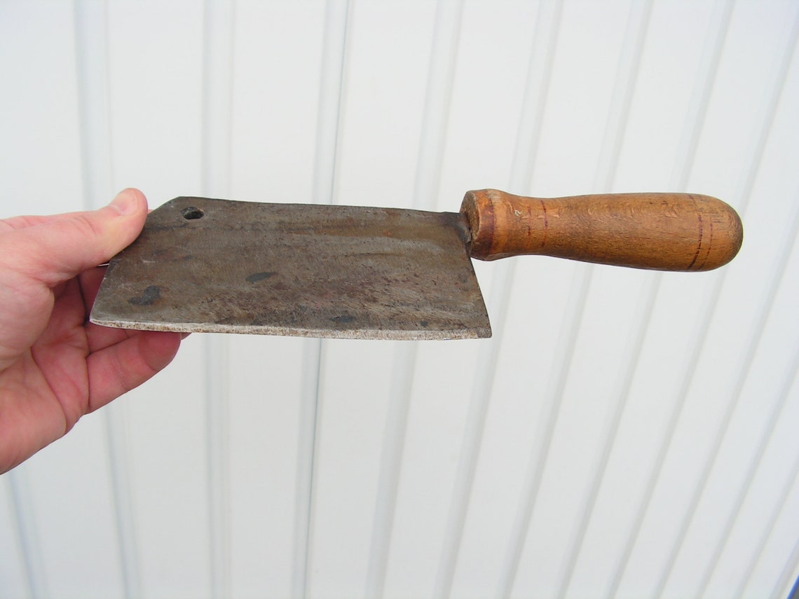 Vintage Cleaver Wooden Handle 50s Meat Chopper Sharpened Blade | Etsy