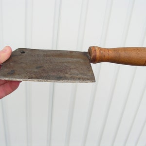 Vintage Cleaver Wooden Handle 50s Meat Chopper Sharpened Blade Old Meat ...