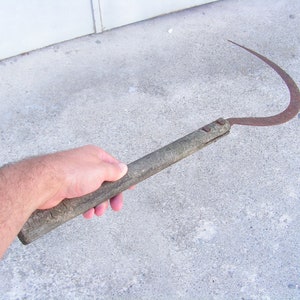 Antique Sickle With Long Wooden Handle Primitive Sickle Rust Sickle ...