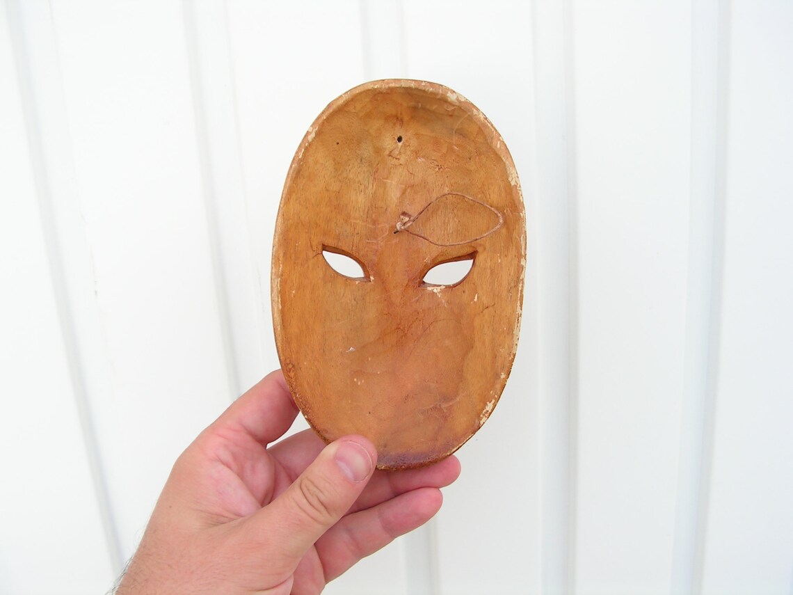 Old wooden mask for wall Mask with two faces Face art mask | Etsy