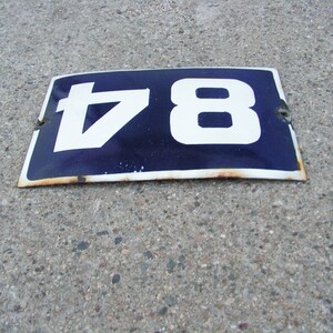 Vintage Blue and White Enamel House Number 84, Porcelain Sign, Number ...