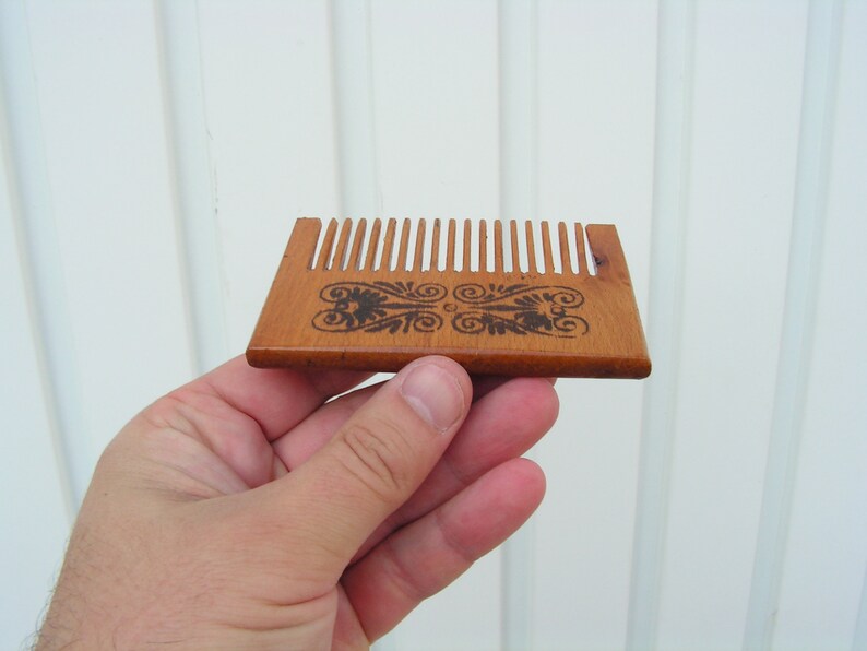 Vintage Wooden Comb 50s Hand Made Comb With Decoration Small - Etsy