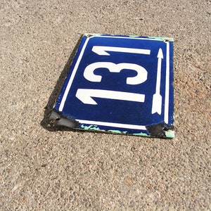 Vintage Enamel Sign 131 House Door Number 131 Blue White Porcelain ...