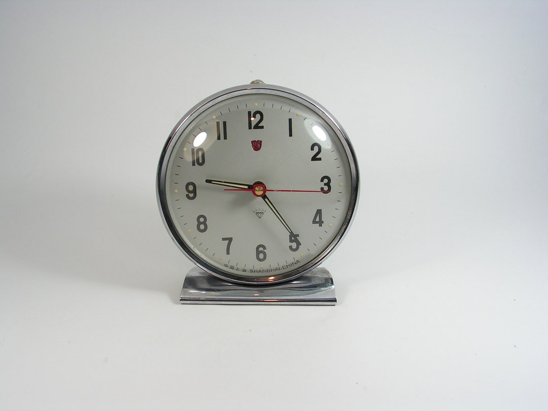 Vintage Working Mechanical Alarm Clock, Chinese Green Blue Clock, Retro ...