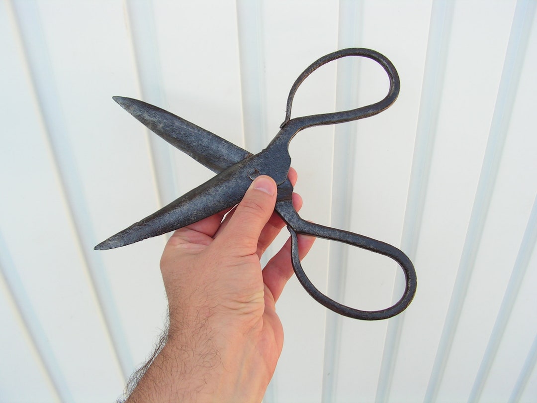 Antique Black Scissors 1800s Primitive Hand-forged Scissors Iron Big ...