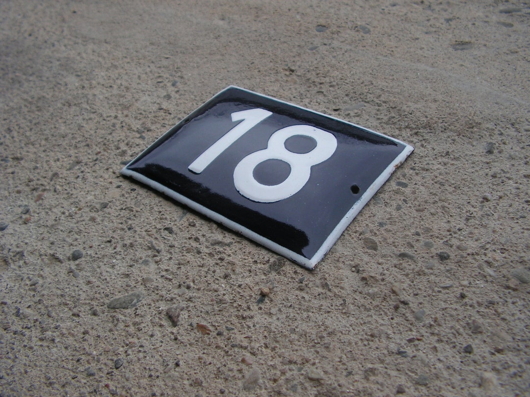 Vintage French Enamel Sign 18 House Door Number 18 Blue White Lovely ...