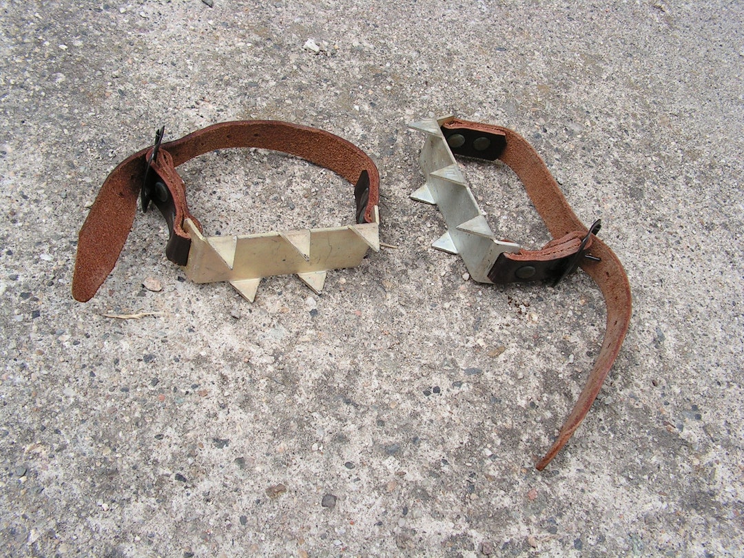 Vintage Ice Spikes for Climbing Bulgaria Ice Crampons Metal Leather Ice ...