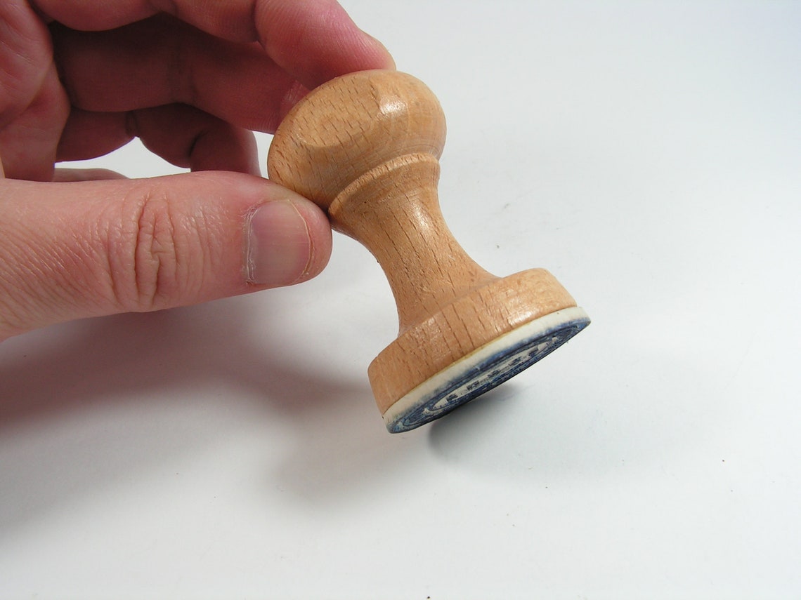 Vintage Rubber Stamp Small Round Wood Stamp Wooden Handle | Etsy