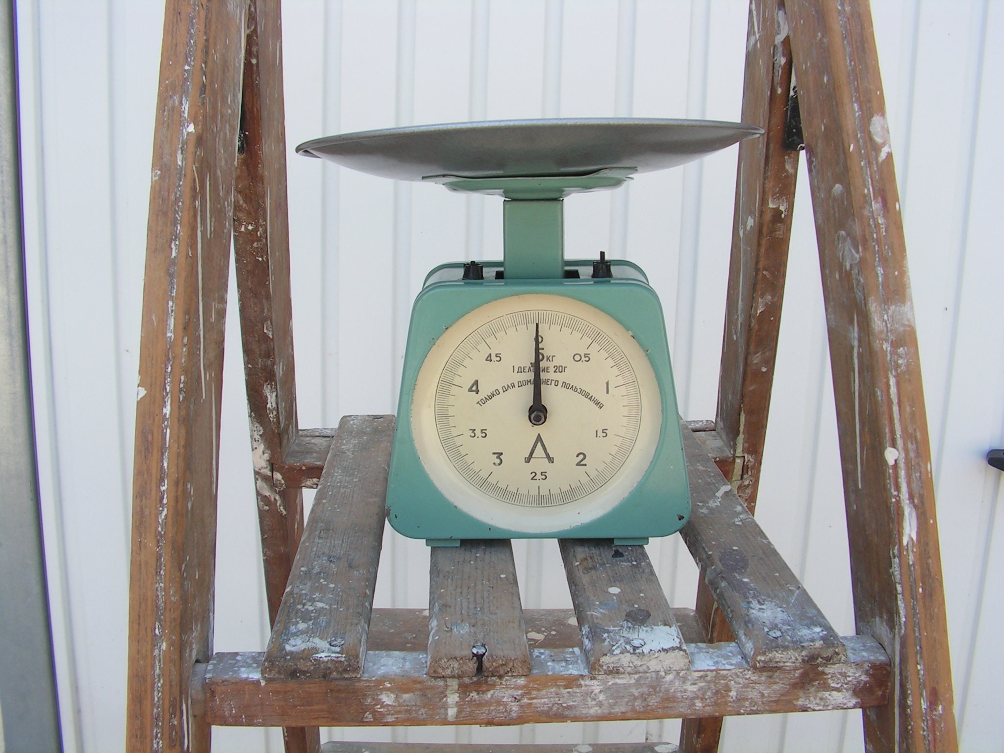 Working Metal Scale Retro Soviet Kitchen Scale Vintage Green Cooking ...