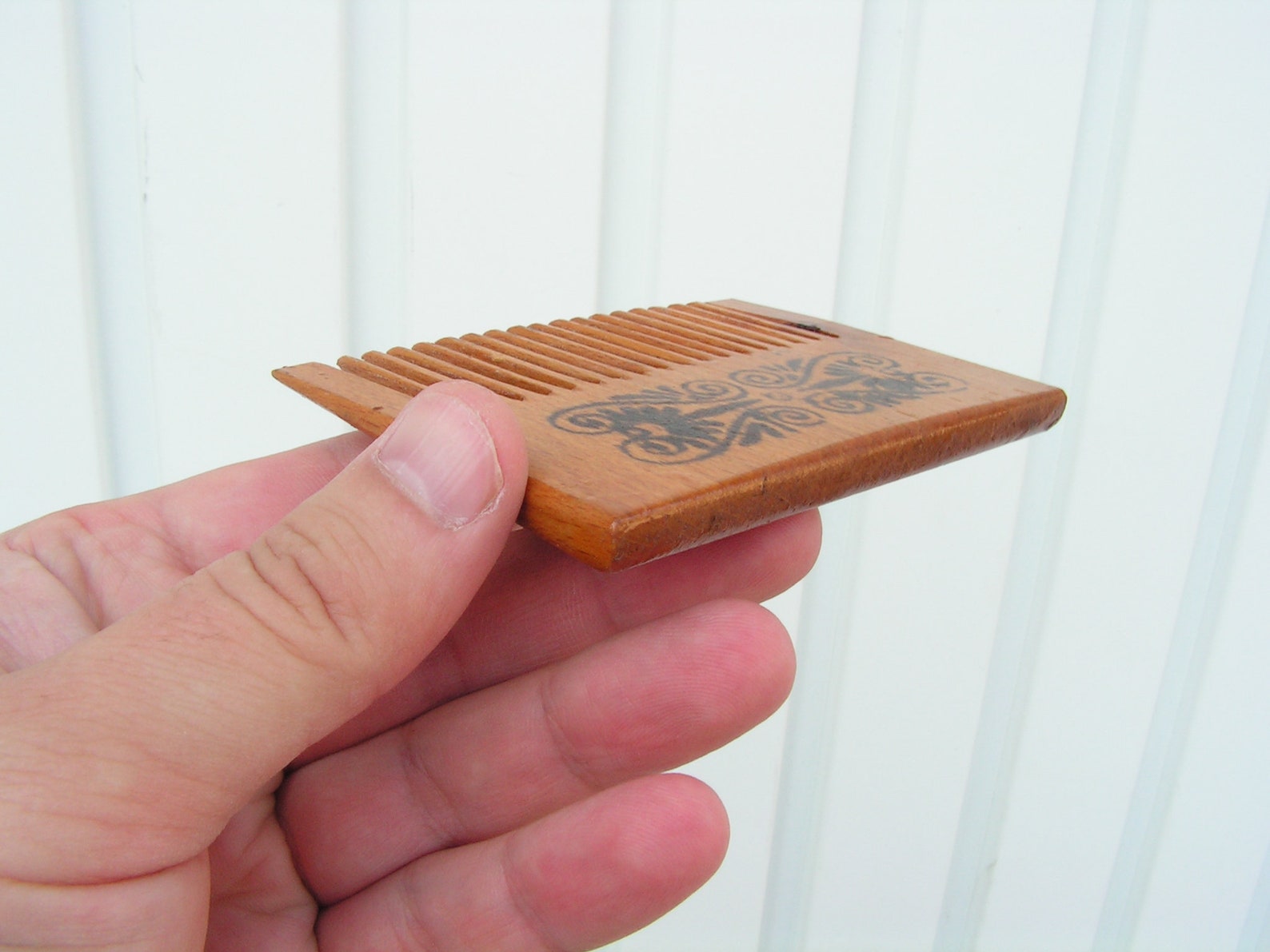 Vintage Wooden Comb 50s Hand Made Comb With Decoration Small - Etsy