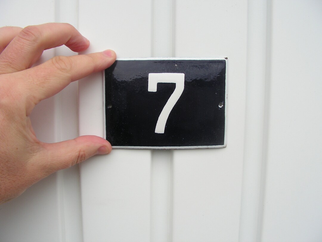 Vintage French Enamel Sign 7 House Door Number 7 Dark Blue Porcelain ...