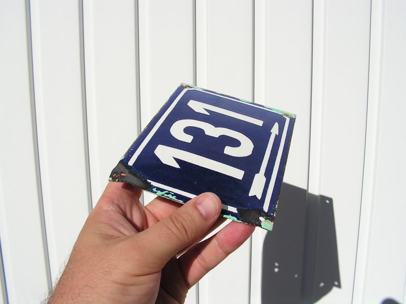 Vintage Enamel Sign 131 House Door Number 131 Blue White | Etsy