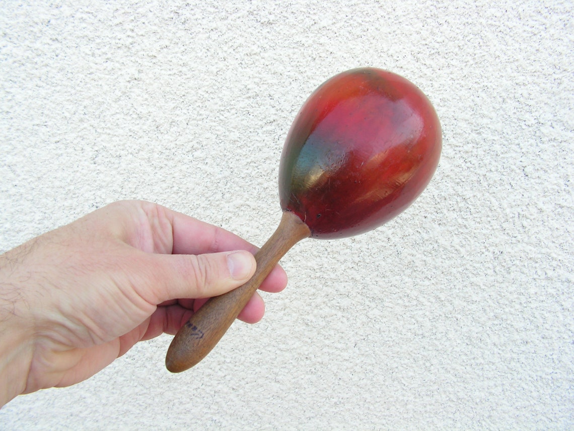 Vintage Maracas, Hand-made Maracas With Wooden Handle, Percussion ...