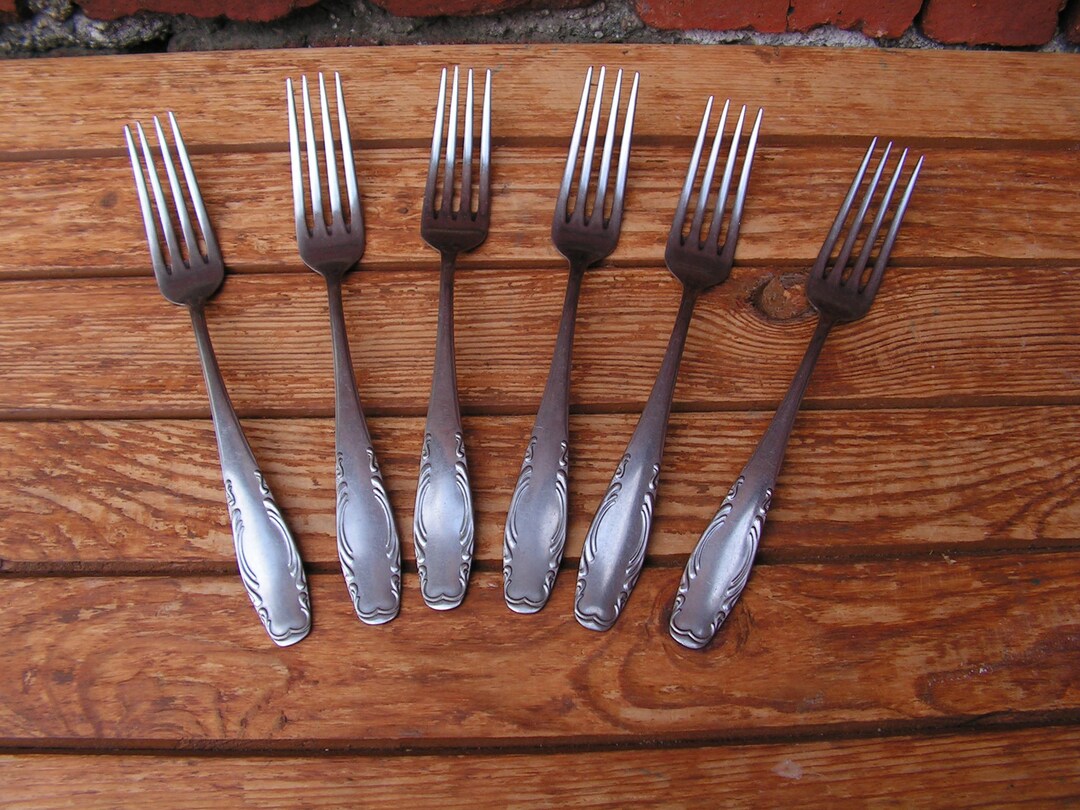 Vintage Set of 6 Forks, Forks ROSTFREI, SOLENGEN Metal Forks, Silver ...