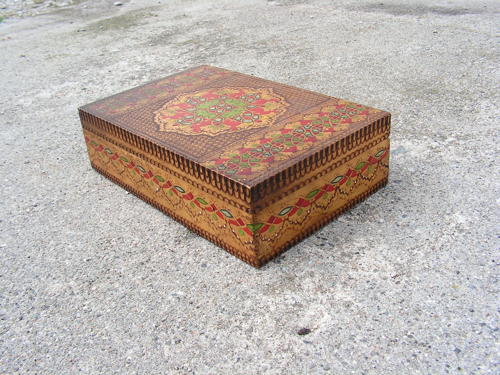 Vintage Big Wooden Pyrography Box 1973s Old Quadrangular | Etsy