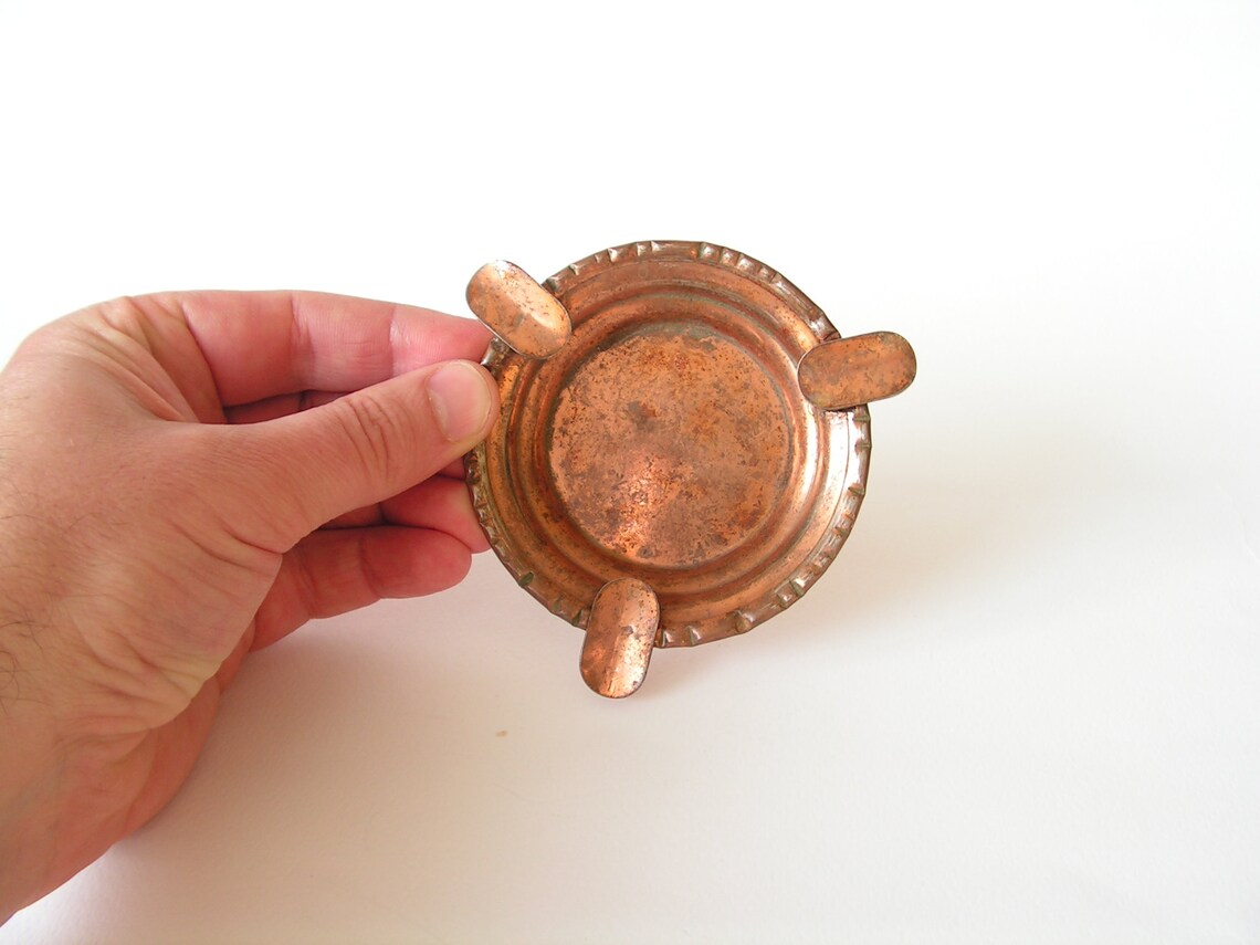 Vintage Copper Ashtray Retro Pocket Ashtray for Three | Etsy