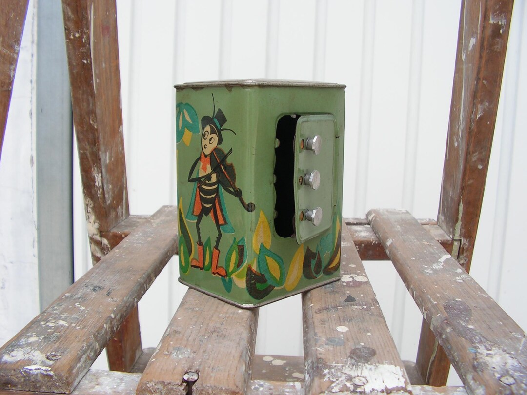Vintage Tin Money Box Old Box Coins Toy Handmade Box Bank Collectable ...