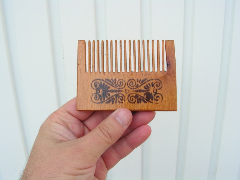 Vintage Wooden Comb 50s Hand Made Comb With Decoration Small - Etsy