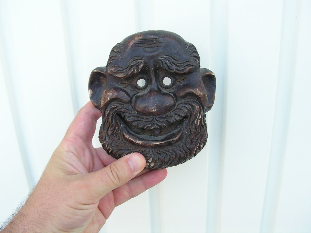 Old Gypsum Mask for Wall, Face Plaster Art Mask, Gothic Decor, Vintage ...