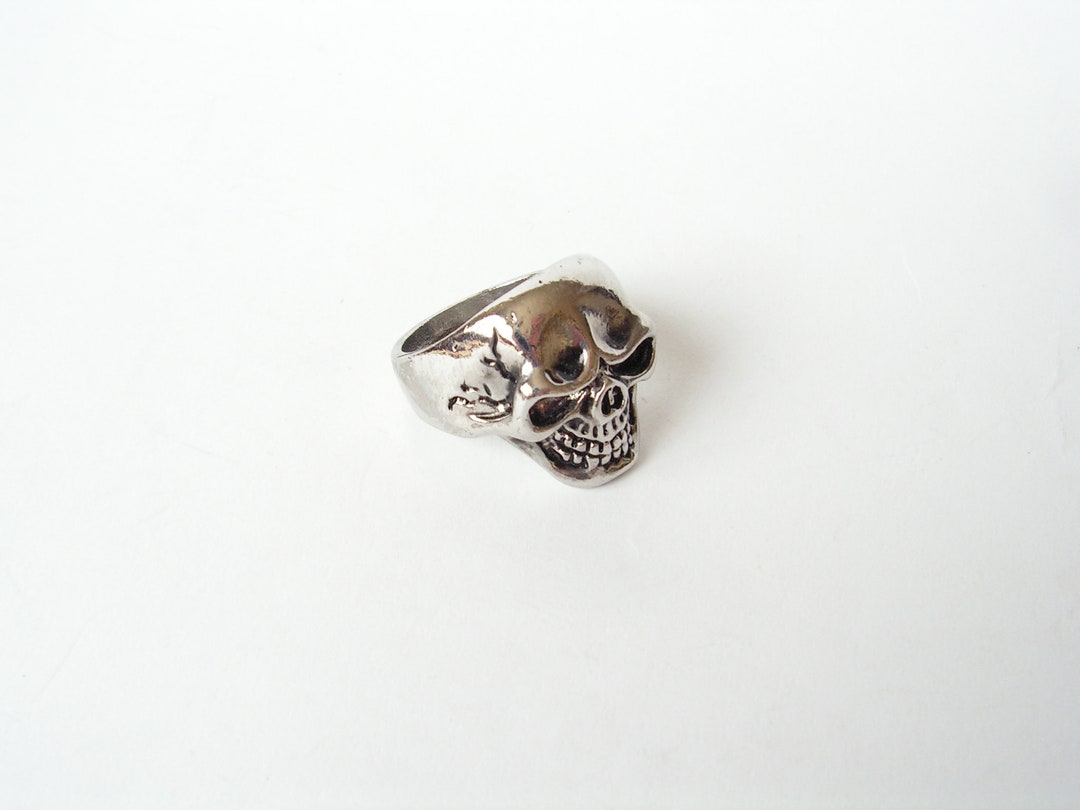 Anello teschio vintage, anello testa teschio in metallo, anello rock ...