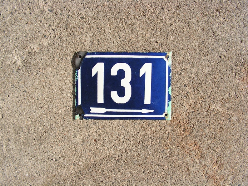 Vintage Enamel Sign 131 House Door Number 131 Blue White Porcelain ...