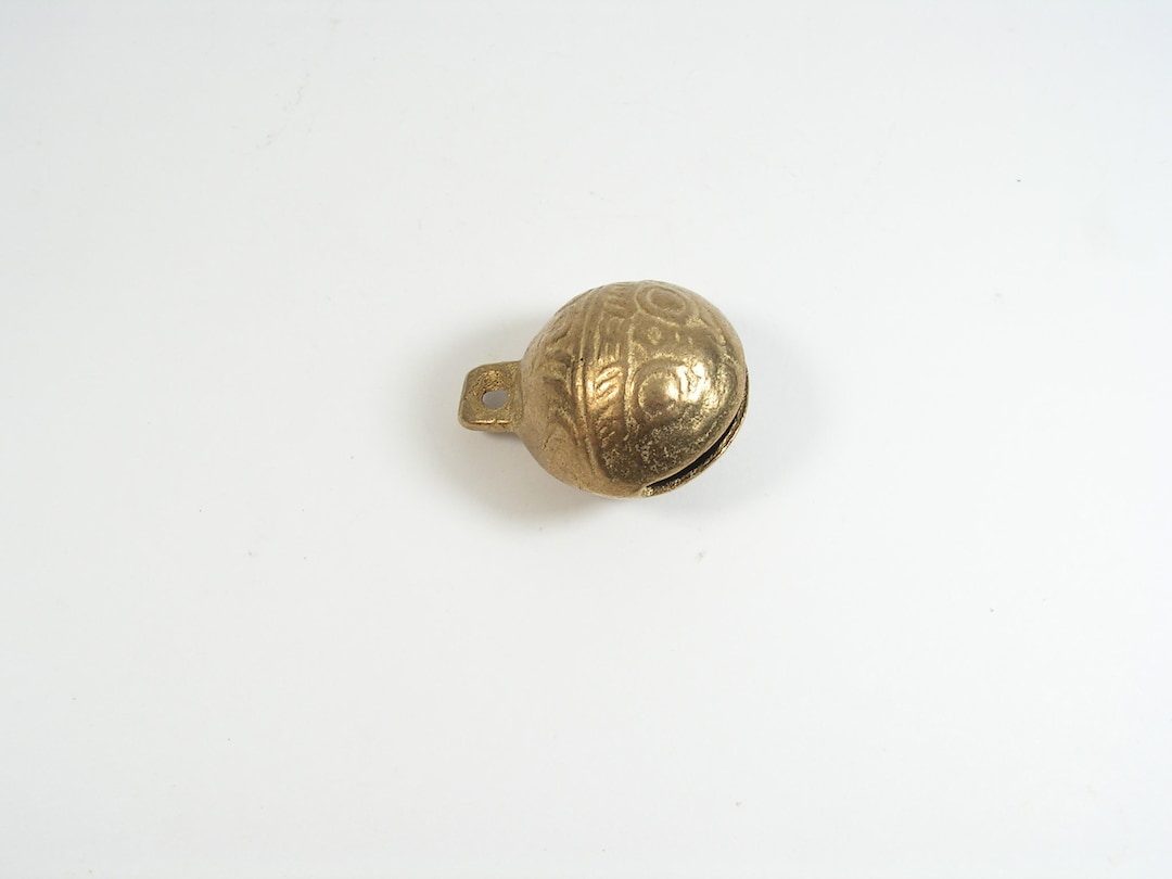 Vintage Brass Bell India Religous Bell Eyes Small Bell Walnut ...