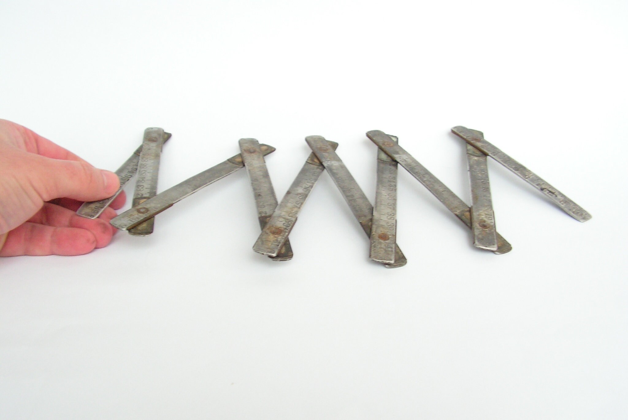 Vintage Folding Ruler 1950s, Metal Folding Meter, Old Pocket Ruler ...