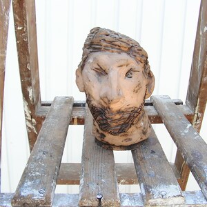 Horror Head, Vintage Clay Head Man, Head Art Ceramics Sculpture, Clay ...
