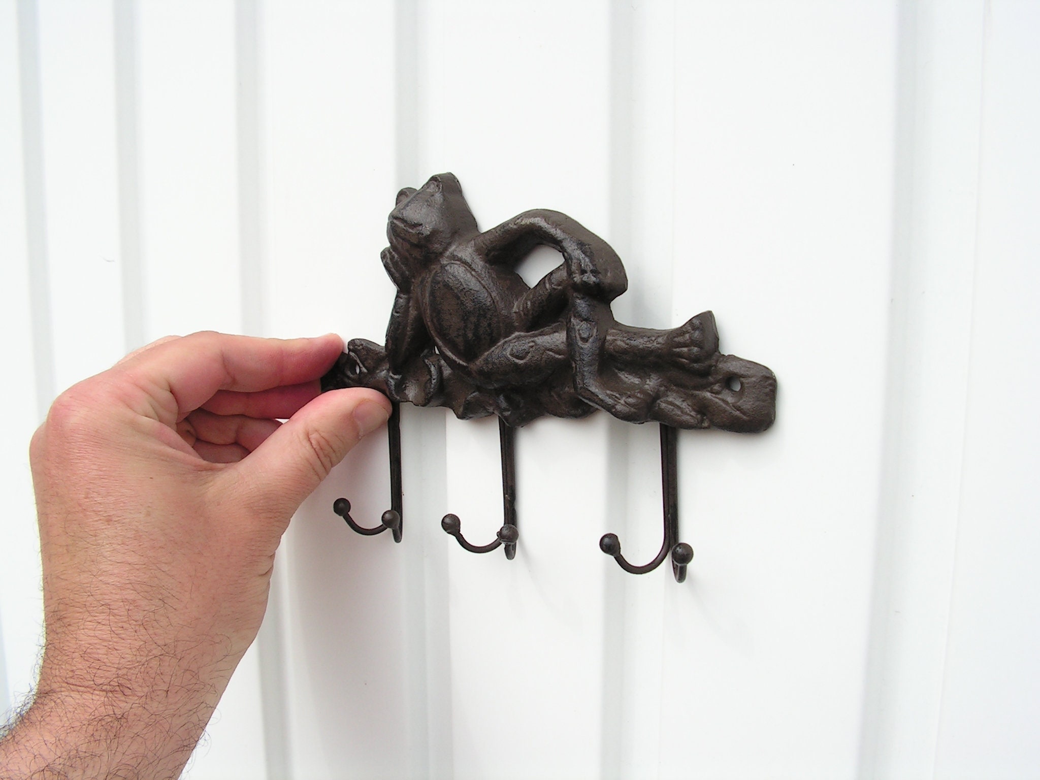 Cast Iron Frog Hanger - Vintage Style Wall Coat Rack With 6 Pegs - Etsy