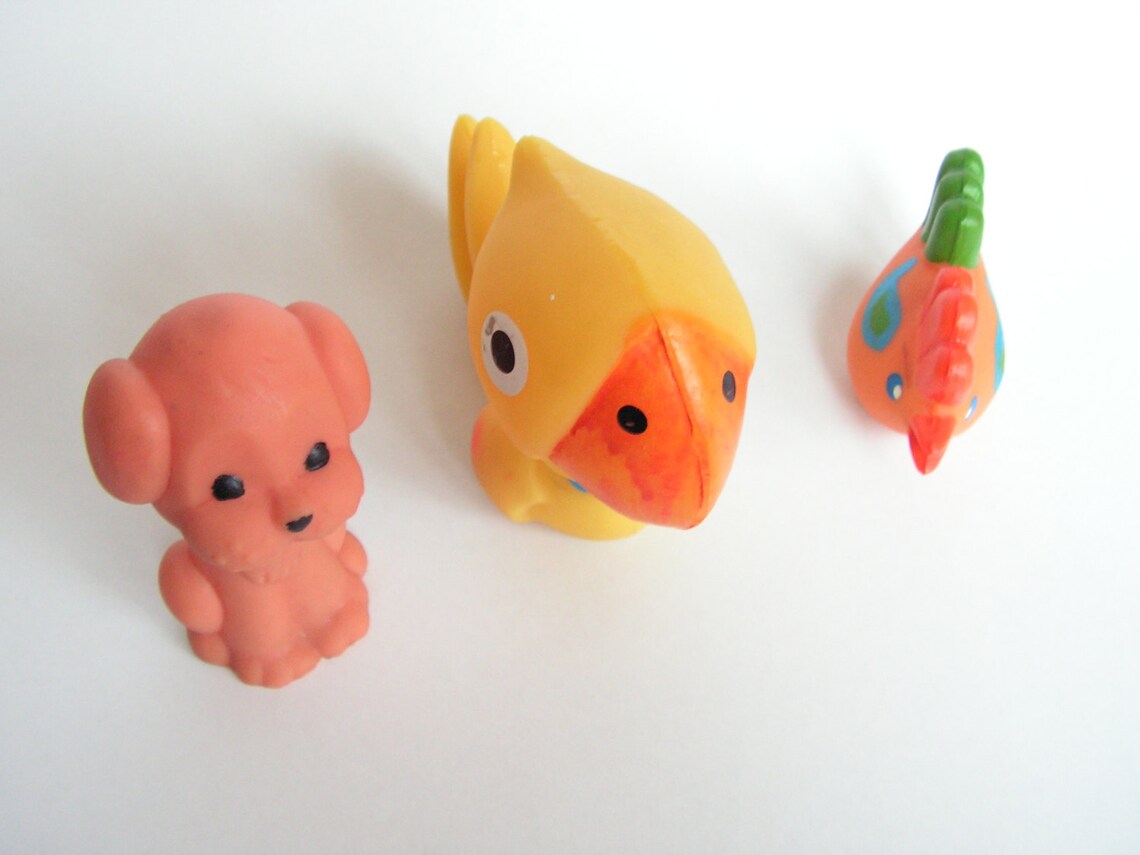 Vintage Rubber Toys, Set of 3 Vintage Rubber Toys, Rubber Parrot ...