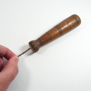 Vintage Wooden Handled Awl 1950s Sewing Awl Primitive Tool Awl Wooden ...