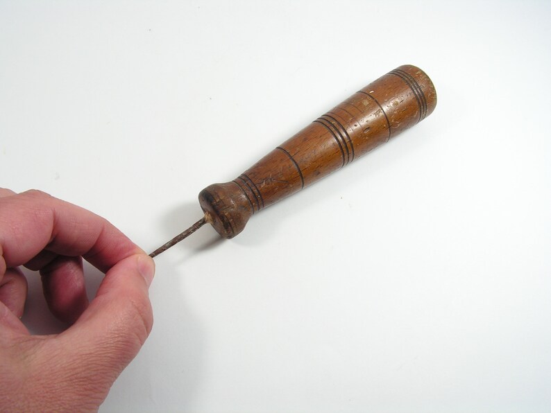 Vintage Wooden Handled Awl 1950s Sewing Awl Primitive Tool Awl Wooden ...