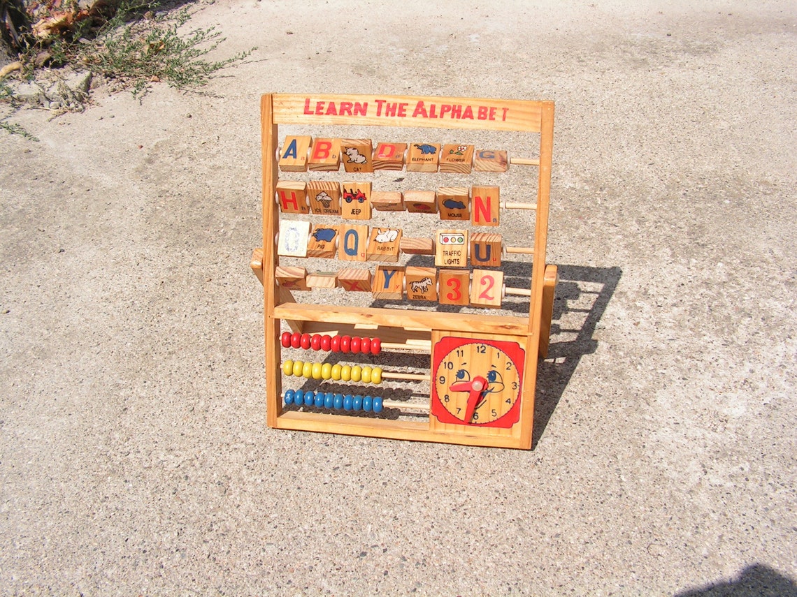 Wooden Abacus With Clock Vintage Abacus English Alphabet Office Decor ...