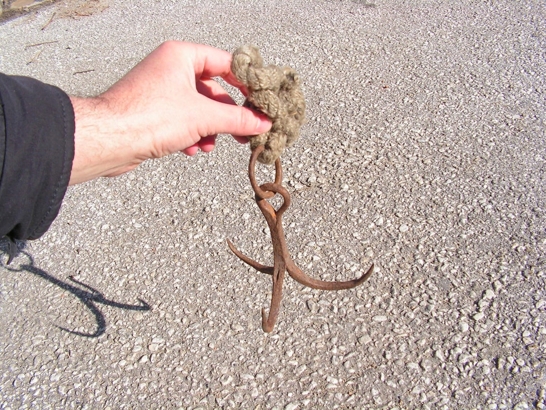 Antique Hand Forged Hook, Hook 1800s, Meat Hook, Iron Triple Hook ...