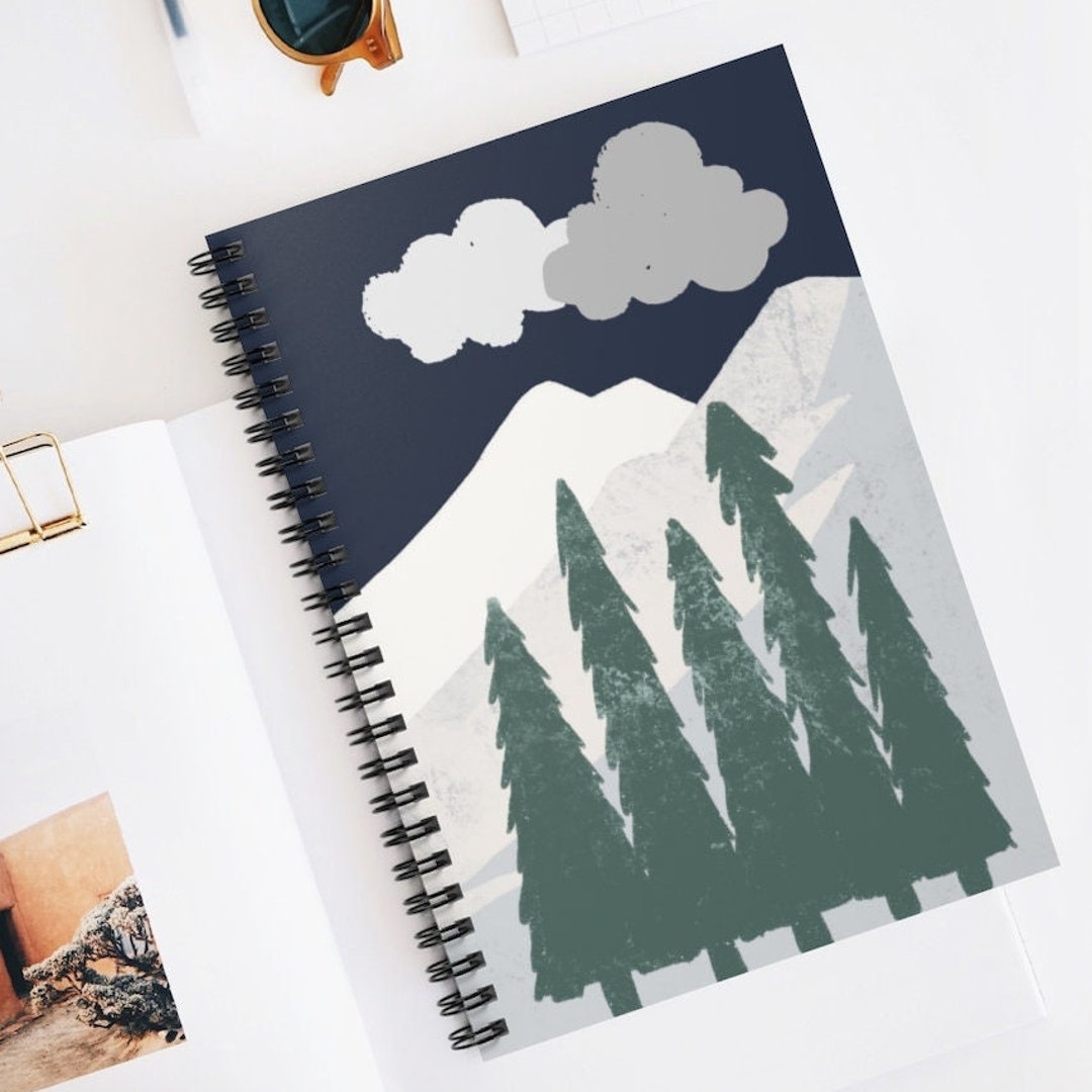 Snow Mountains and Pines Journal Notebook | Minimalist | Travel ...