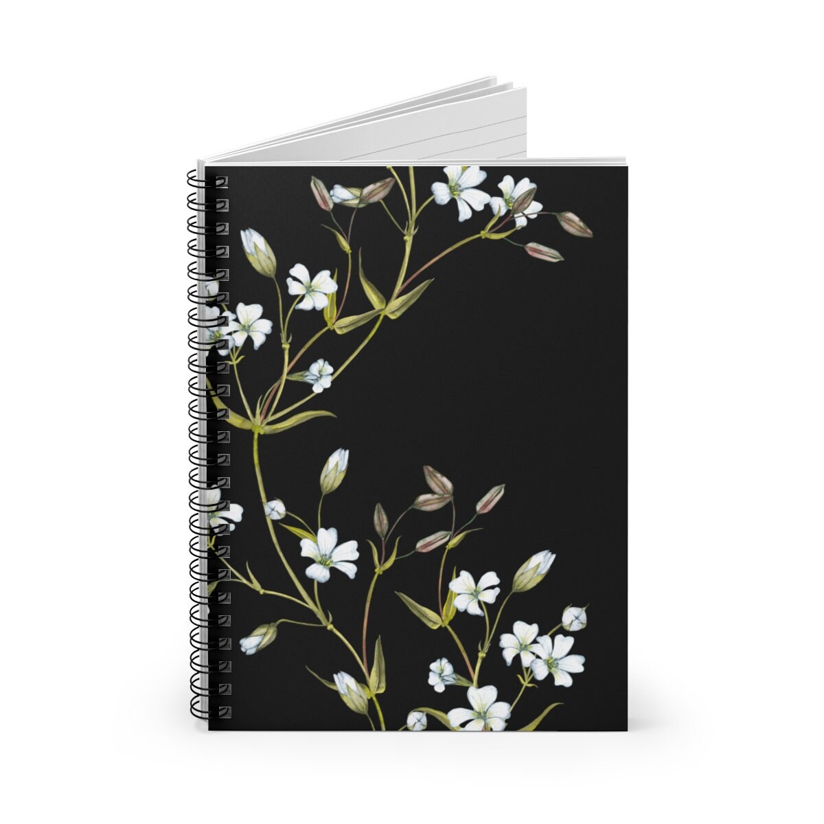Simple Flowers Notebook Journal Elegant Flowers on Black Background - Etsy