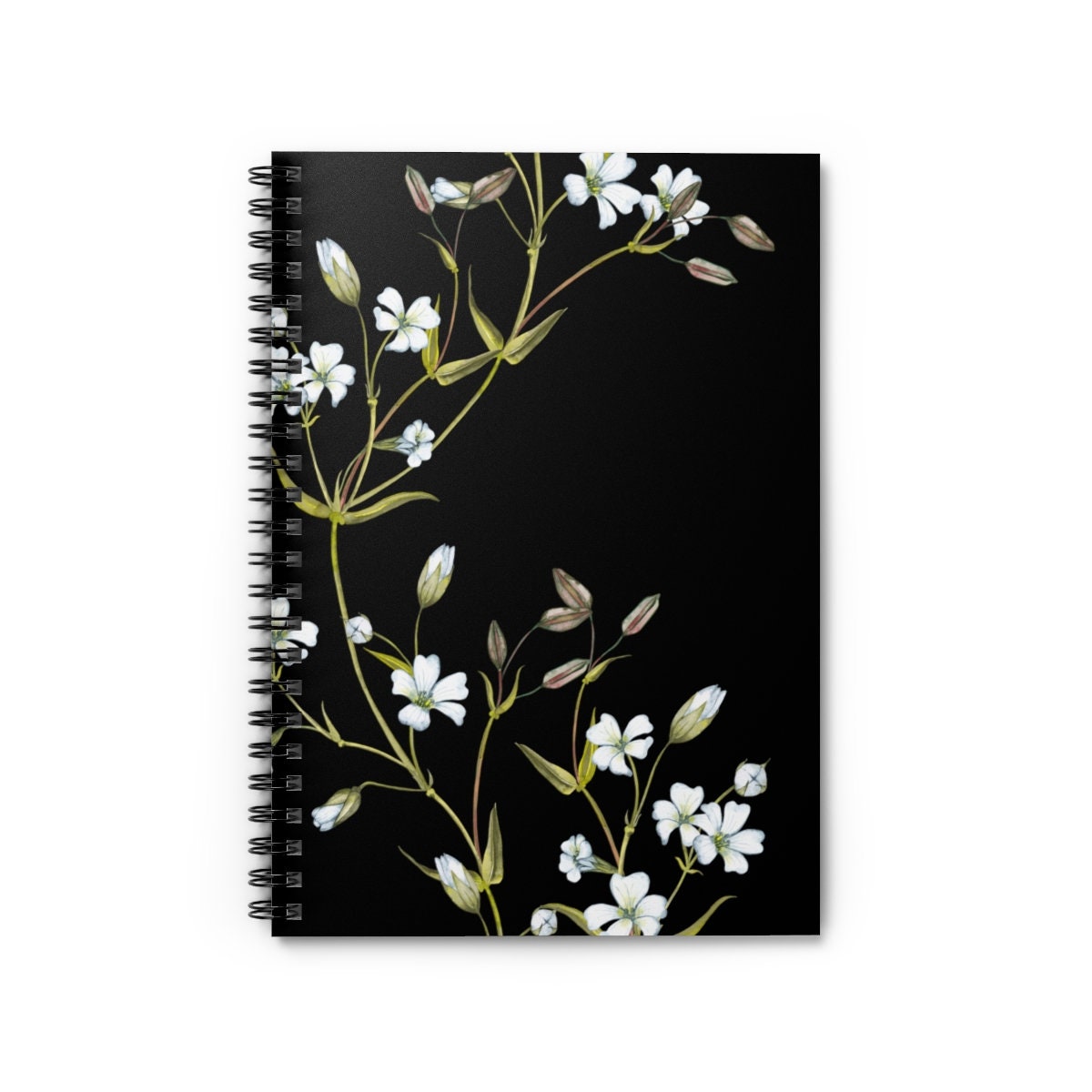 Simple Flowers Notebook Journal Elegant Flowers on Black Background - Etsy