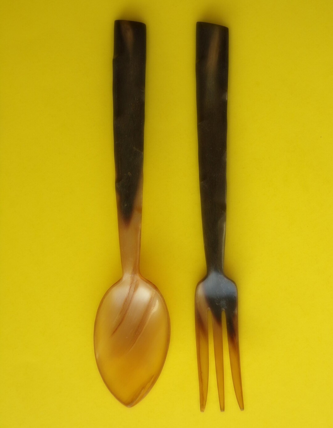 Vintage Bakelite Celluloid Serving Utensils Salad Fork Spoon Early ...