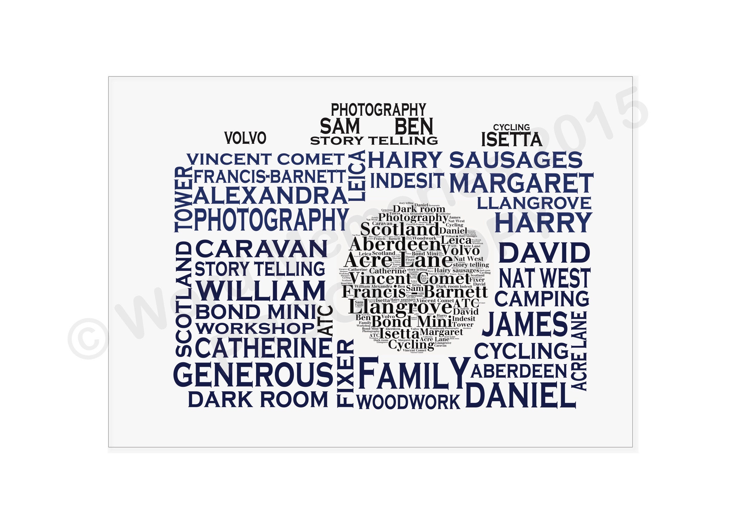 CAMERA Shaped Personalised Word Art - Etsy