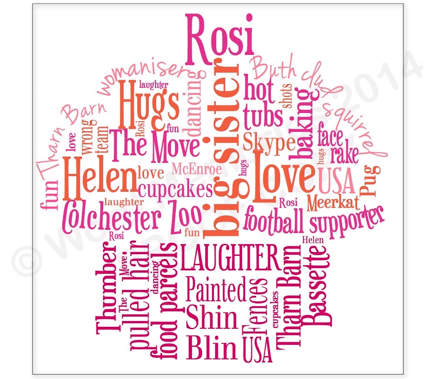 Personalised Shaped Word Art - Etsy