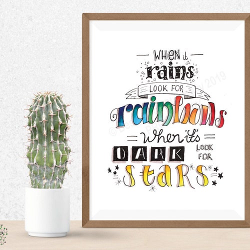 Rainbow Printable File When It Rains Look for Rainbows When - Etsy