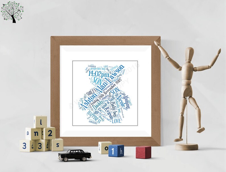 Teddy Bear Shaped Personalised Word Art - Etsy