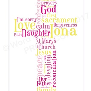 Crucifix Shaped Personalised Word Art First Communion - Etsy