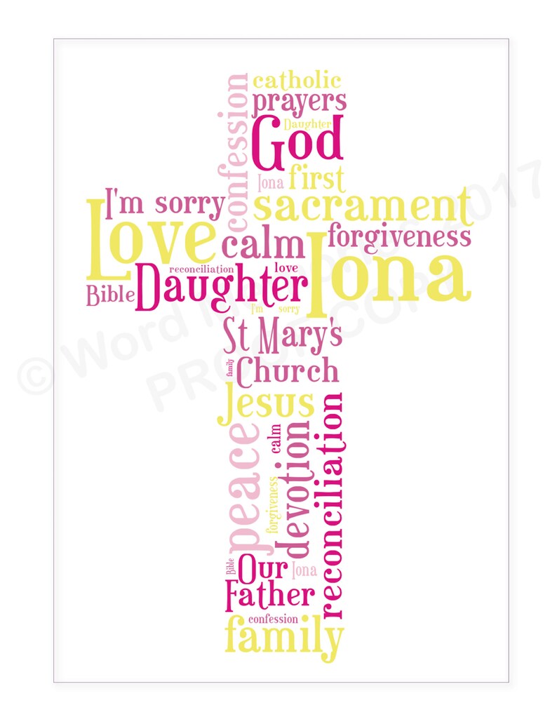 Crucifix Shaped Personalised Word Art First Communion - Etsy