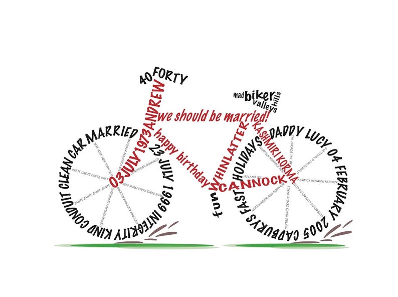 Bicycle Personalised Shaped Word Art - Etsy