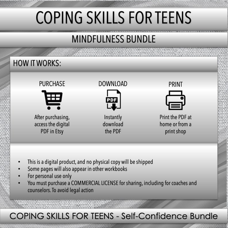 Self-confidence Bundle (58 Pages) Coping Skills for Teens - Empowered Girls - Unlock Your Hidden ...