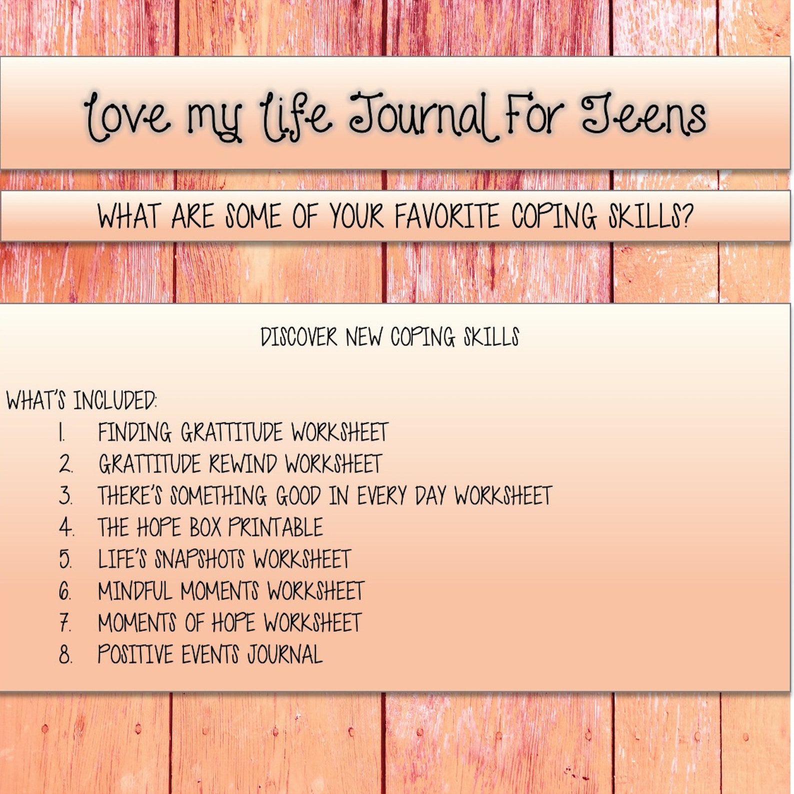 Love My Life Journal Coping Skills For Teens | Etsy