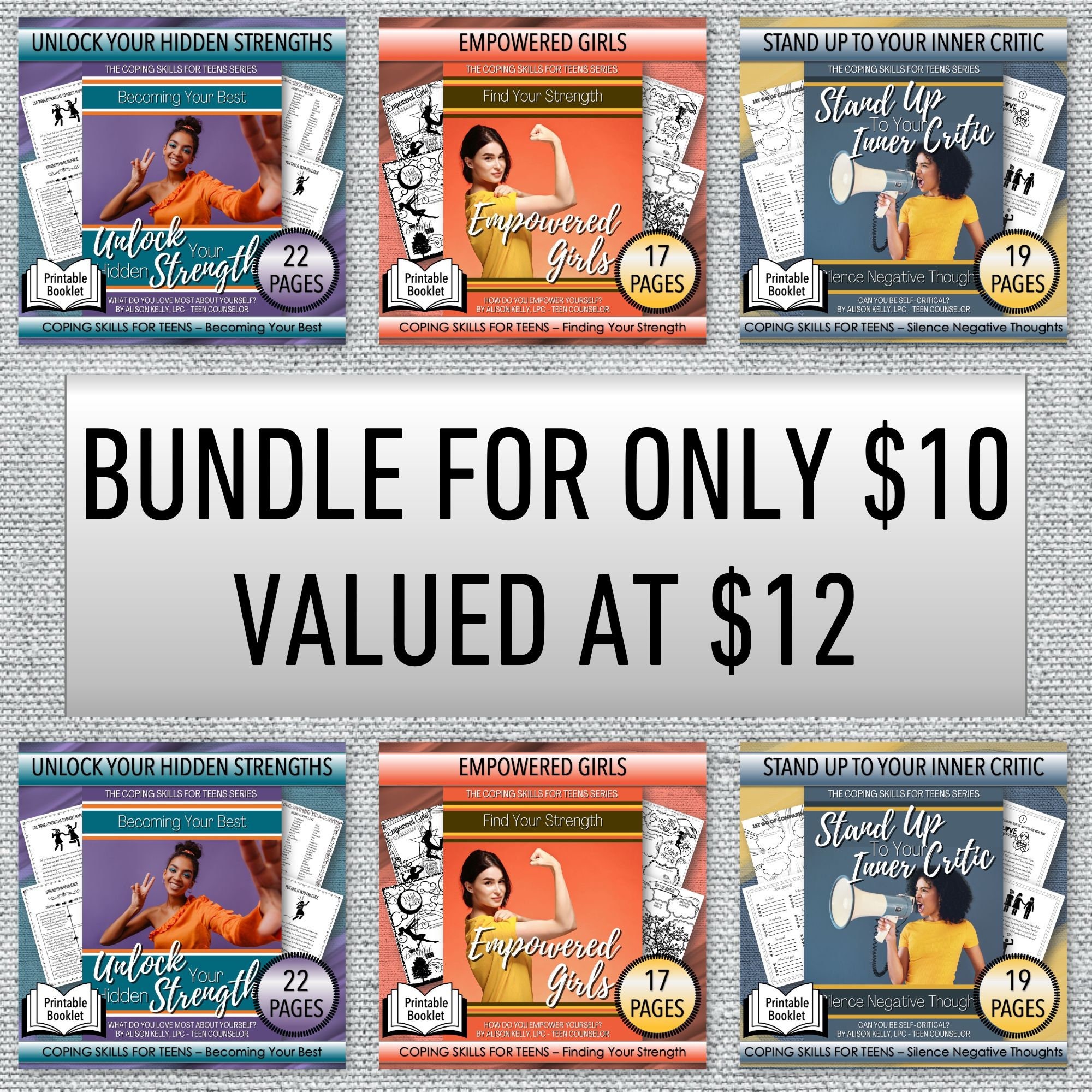 Self-confidence Bundle (58 Pages) Coping Skills for Teens - Empowered Girls - Unlock Your Hidden ...